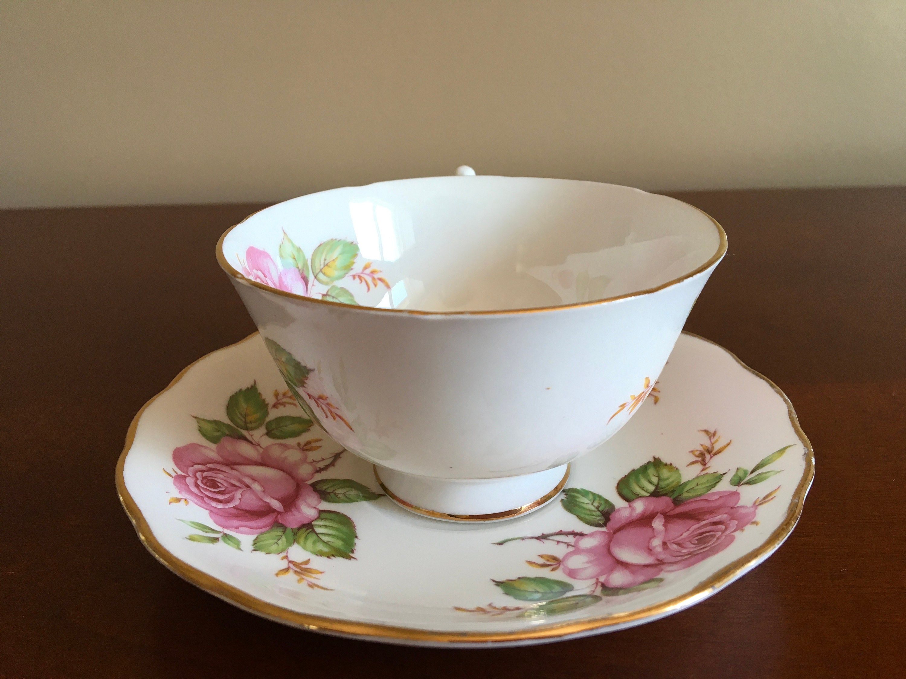 Vintage Melba English Fine Bone China Large Pink Roses Tea Cup With ...