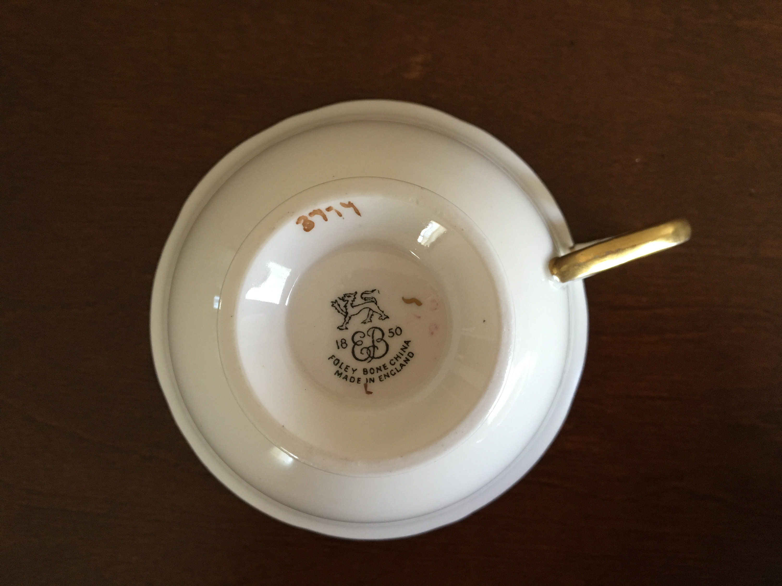 Vintage EB Foley Turquoise Blue and Gold Floral Fine Bone | Etsy