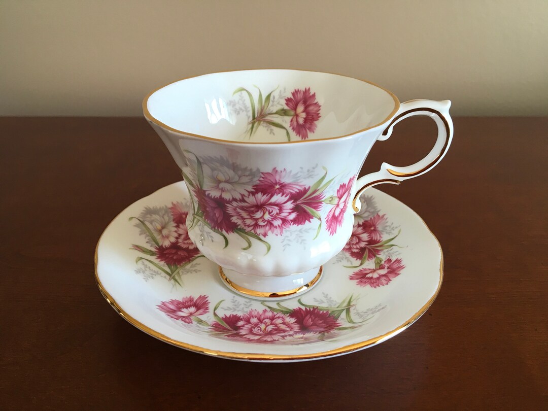 Paragon Flower Festival Tea Cup and Saucer, Pink and White Carnations ...