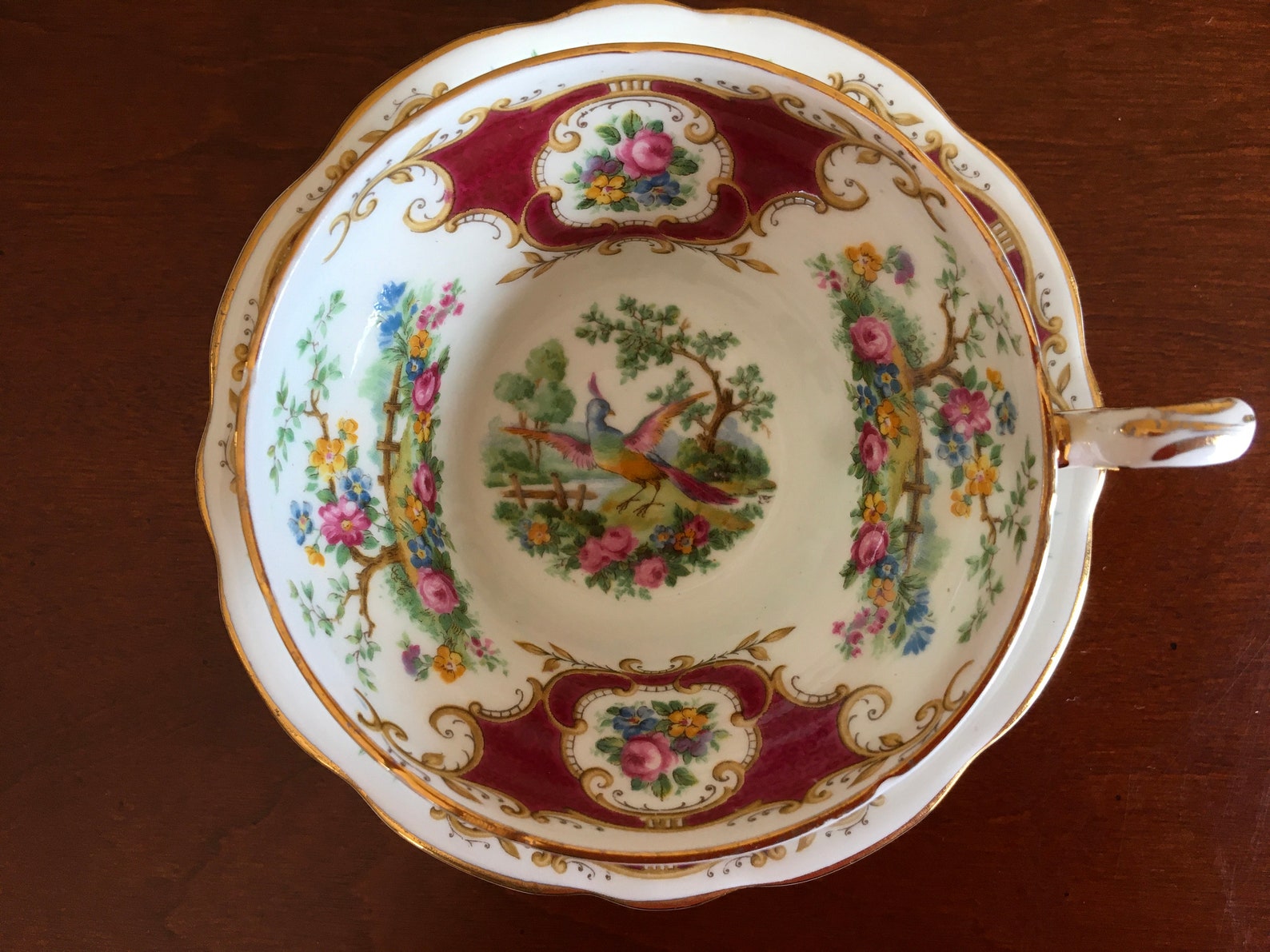 EB Foley Broadway Red Bird of Paradise Fine Bone China Trio - Etsy