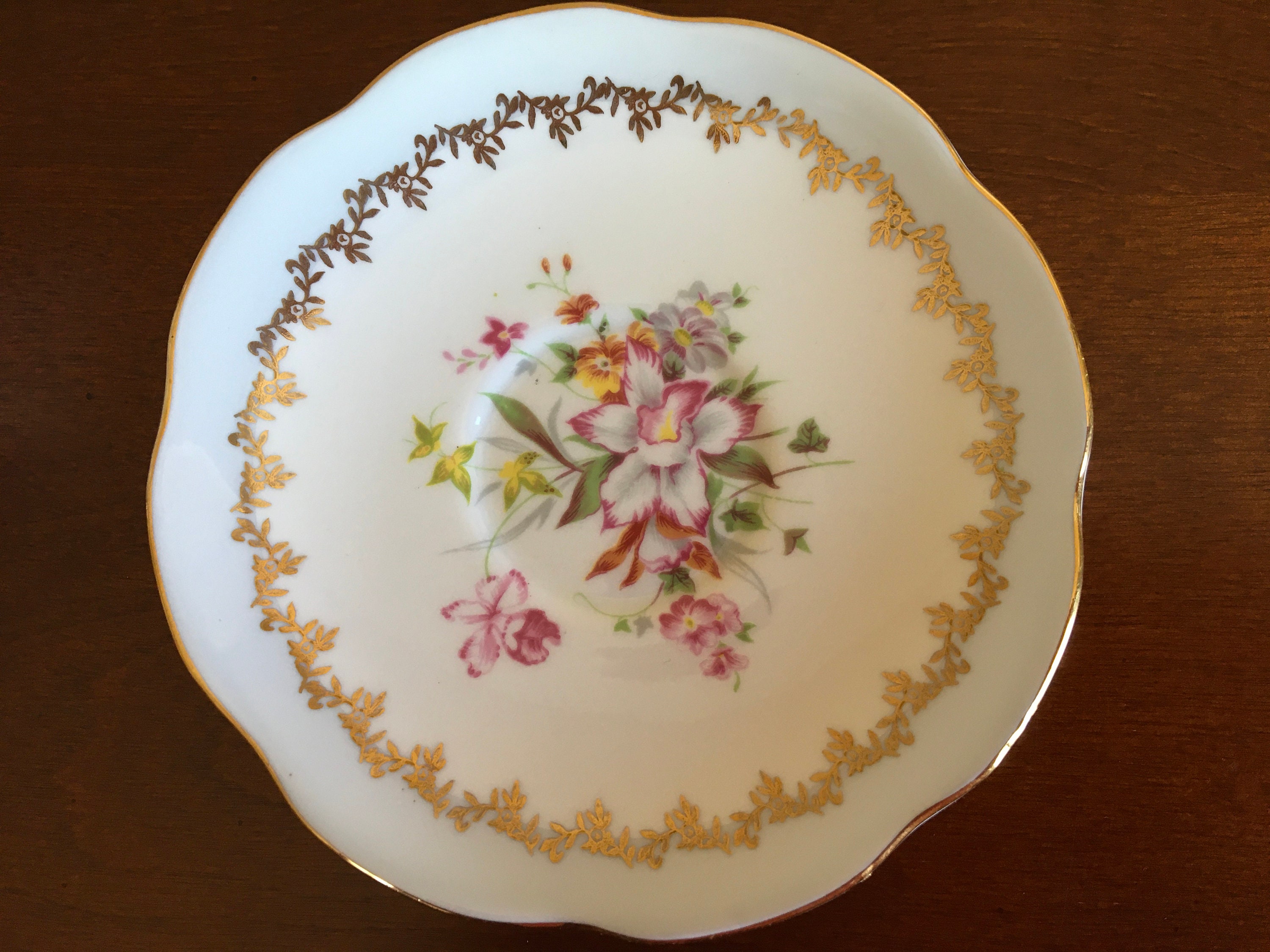 Vintage EB Foley Light Blue With Orchids Footed Fine Bone | Etsy