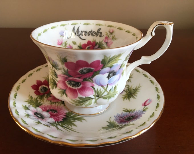 Royal Albert Flower of the Month March Anemones Fine Bone China Tea Cup ...