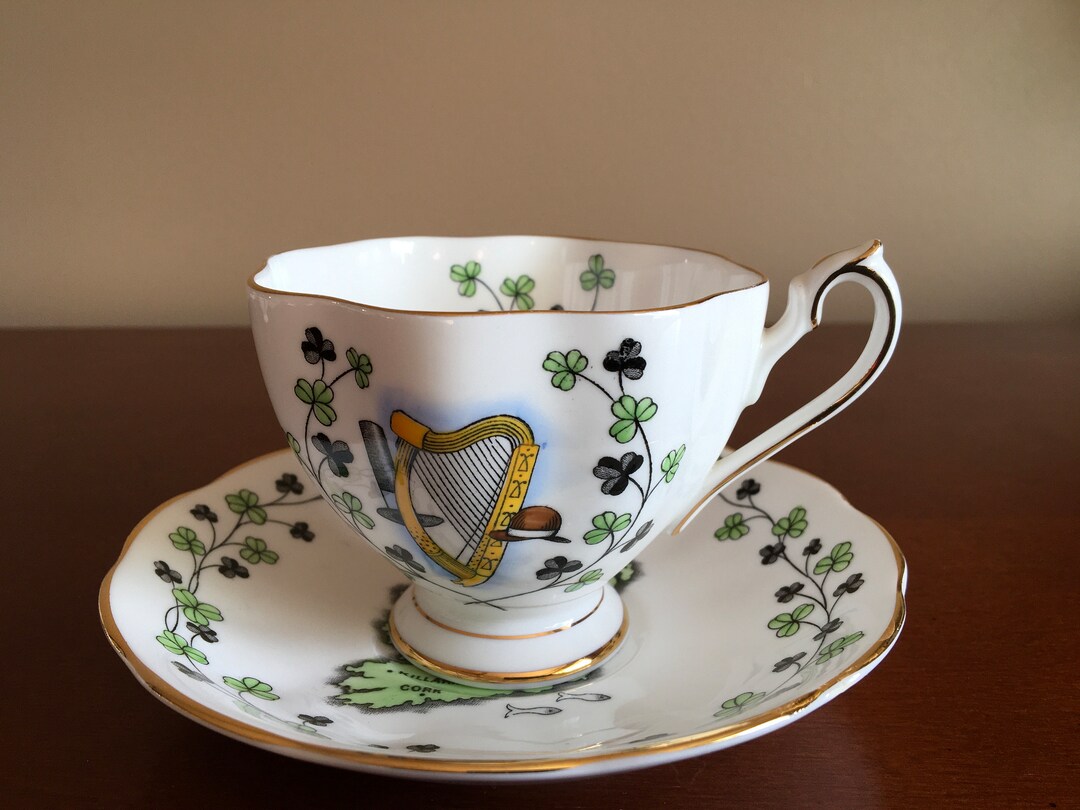 Queen Anne Ireland Fine Bone China Tea Cup With Matching Saucer ...