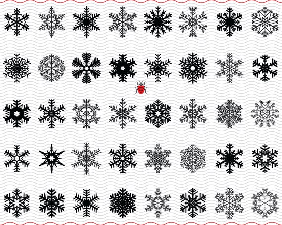 SVG Snowflakes Black Silhouettes Digital Clipart Snowflakes | Etsy