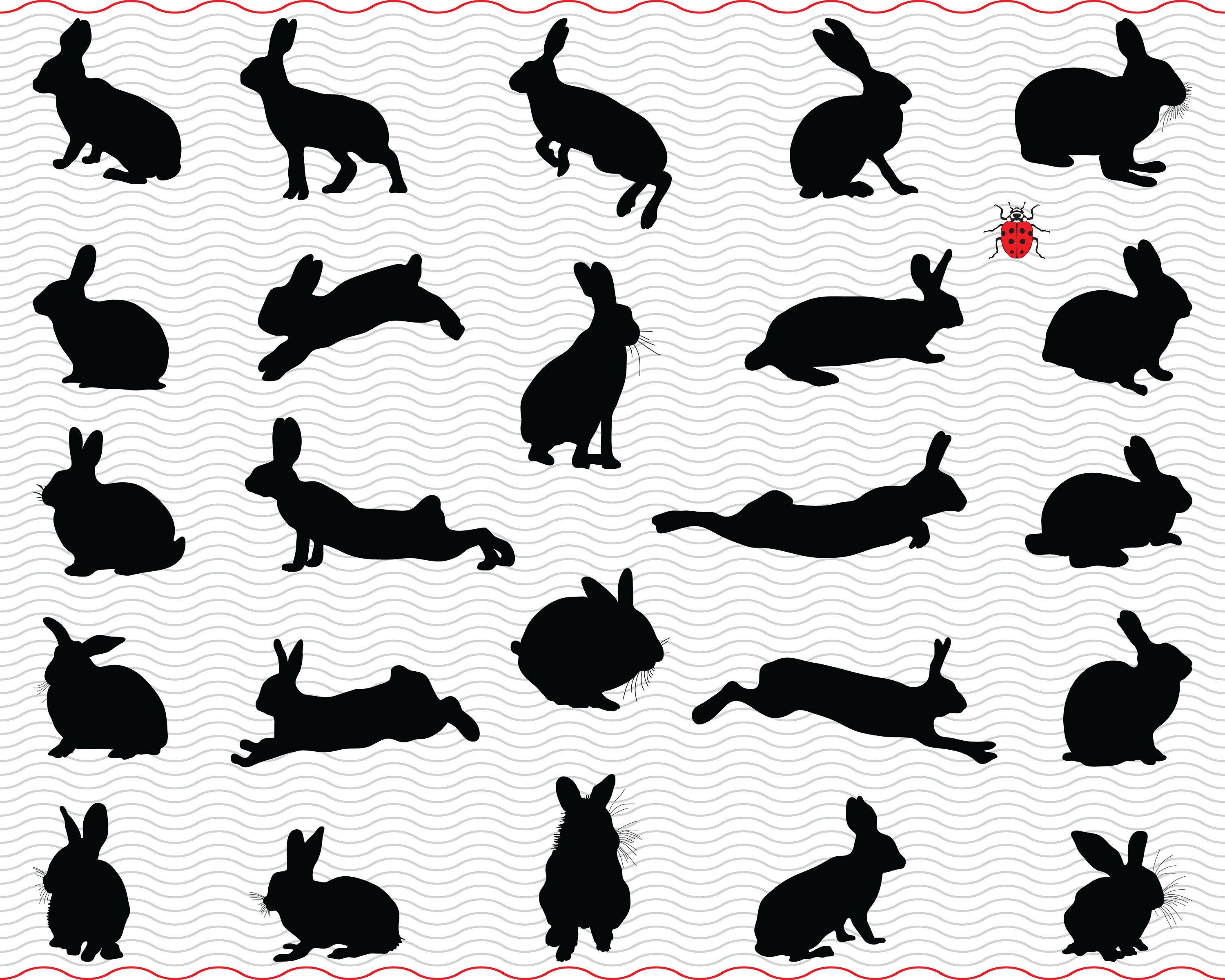 SVG Rabbits, Hares, Black Silhouettes Digital Clipart, Rabbits Files ...