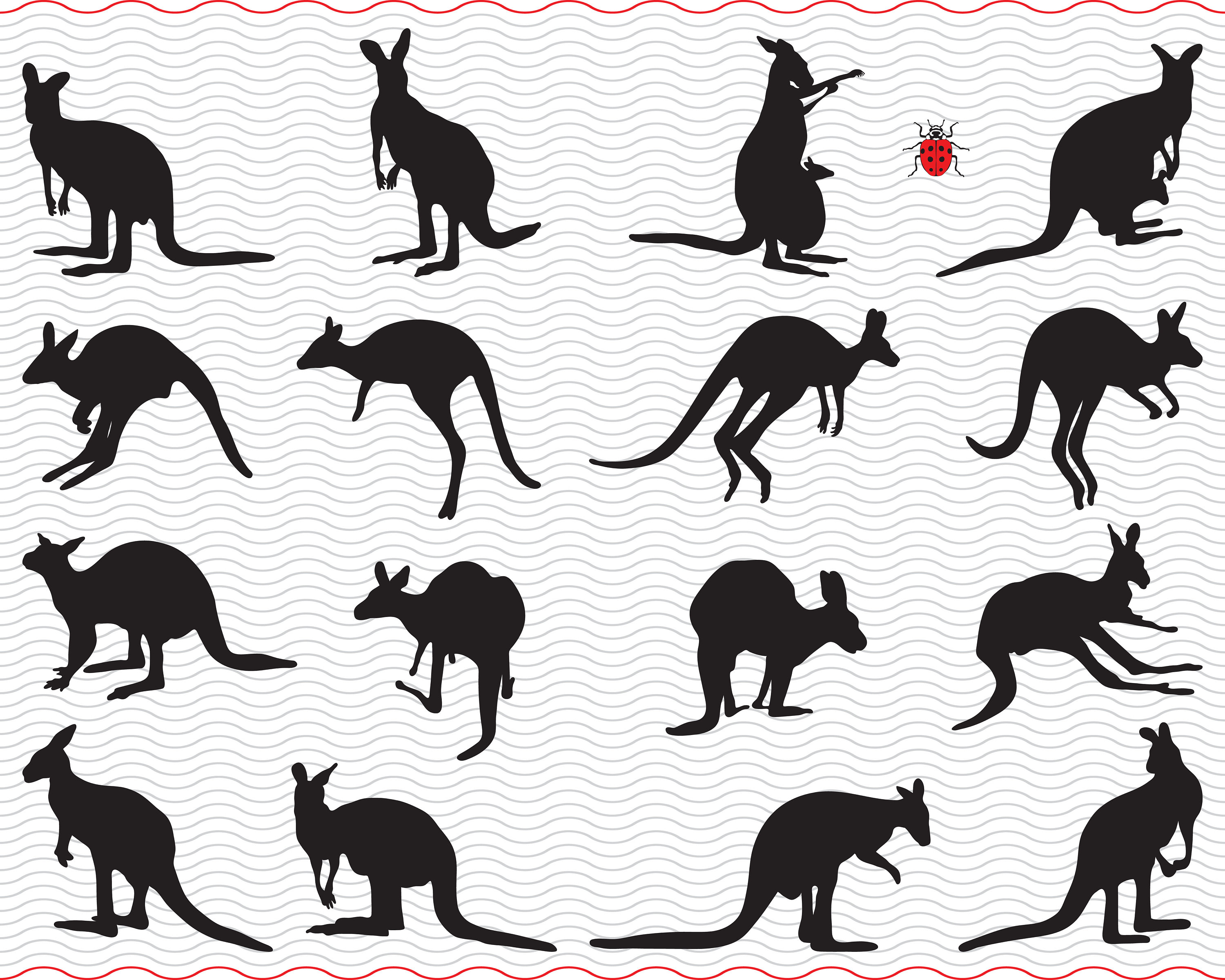 SVG Kangaroos, Black Silhouette Digital Clipart, Files Eps Jpg ...