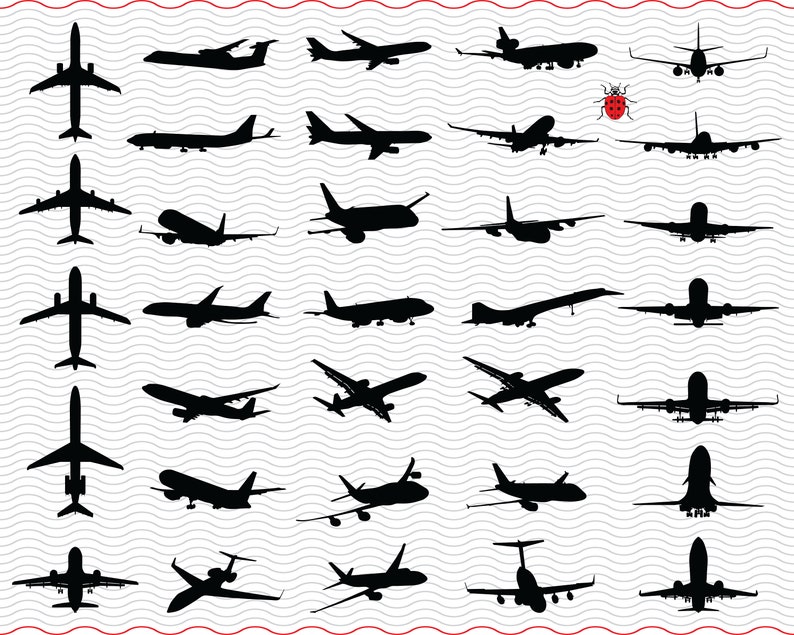 SVG Aviones Vuelo, Siluetas negras imágenes prediseñadas digitales ...