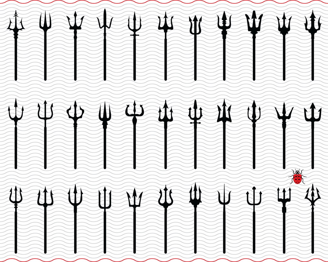 SVG Trident, Harpoon, Black Silhouette Digital Clipart, Files Eps Jpg ...