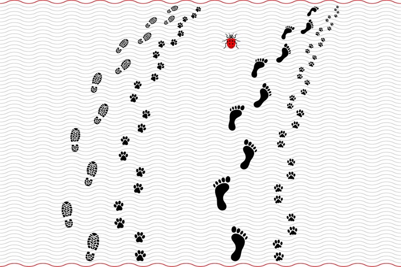 SVG Feet and Dog Paws, Black Prints Silhouettes Digital Clipart, Files ...