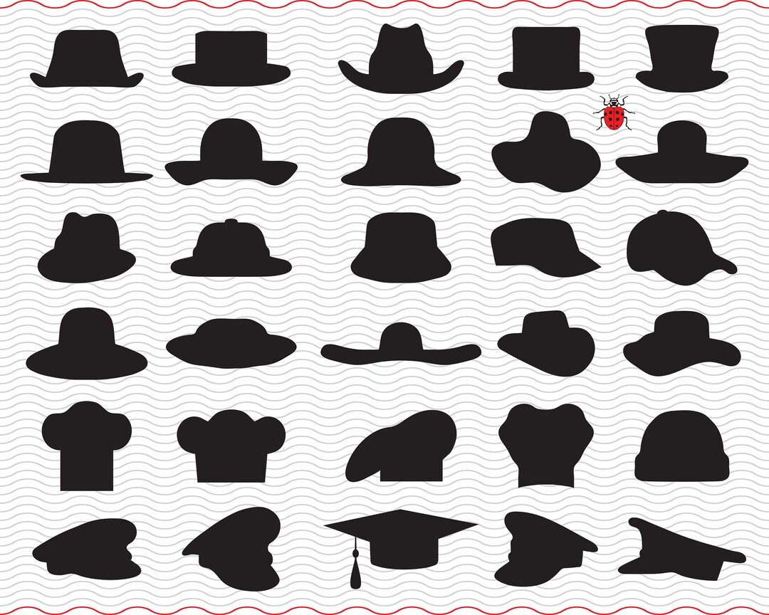 SVG Hats, Caps, Black Silhouettes, Digital Clipart, Files Eps, Jpg ...