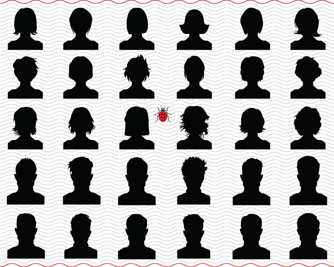 Avatars SVG, Black Silhouette Digital Clipart, Files Eps Jpg, Avatars ...