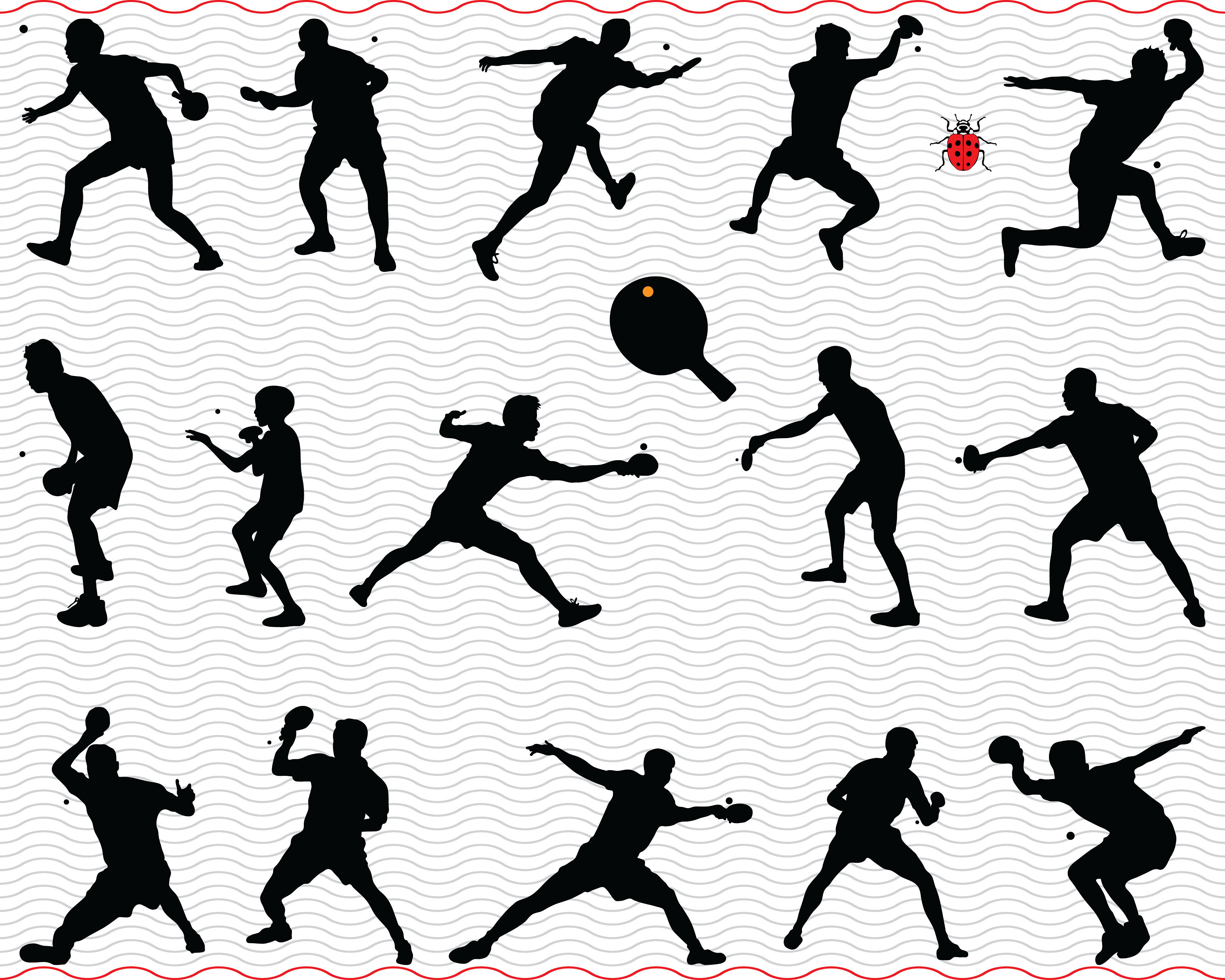 SVG Table Tennis Players, Black Silhouettes Digital Clipart,tennis ...