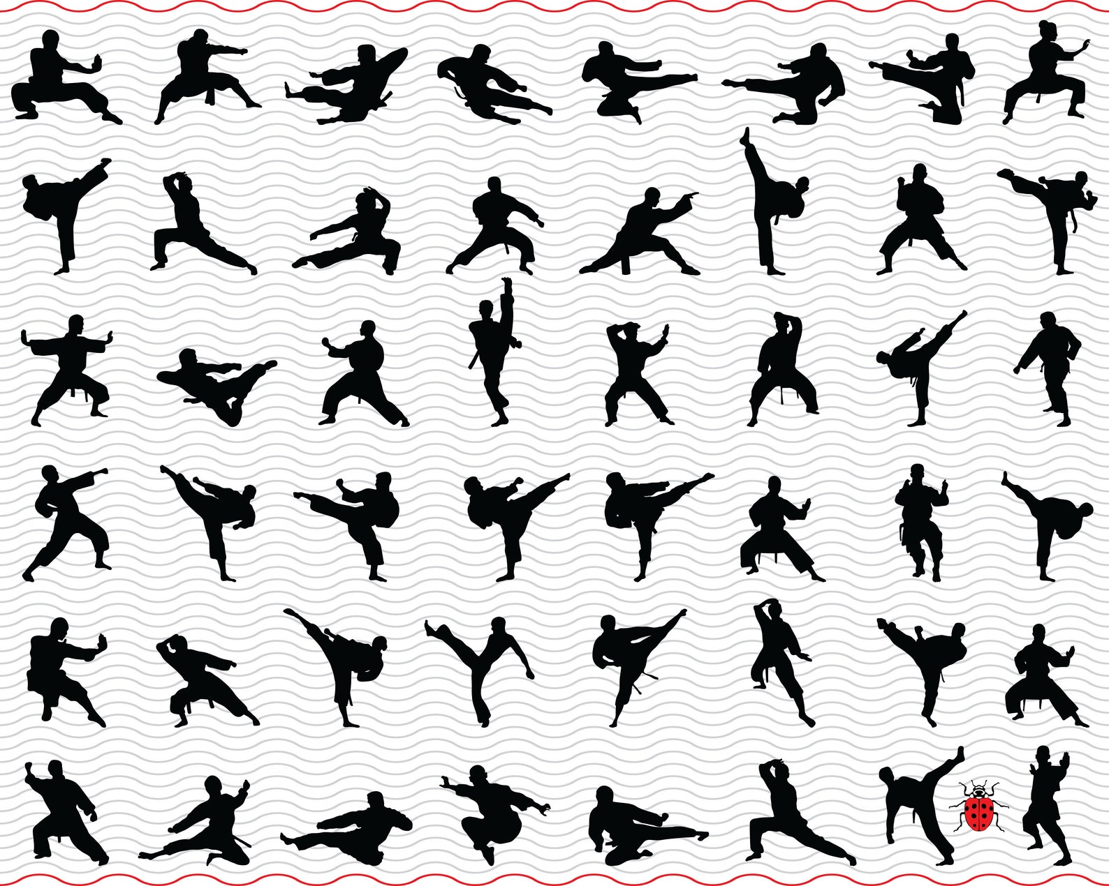 Karate Players SVG, Black Silhouette Digital Clipart, Files Eps Jpg ...