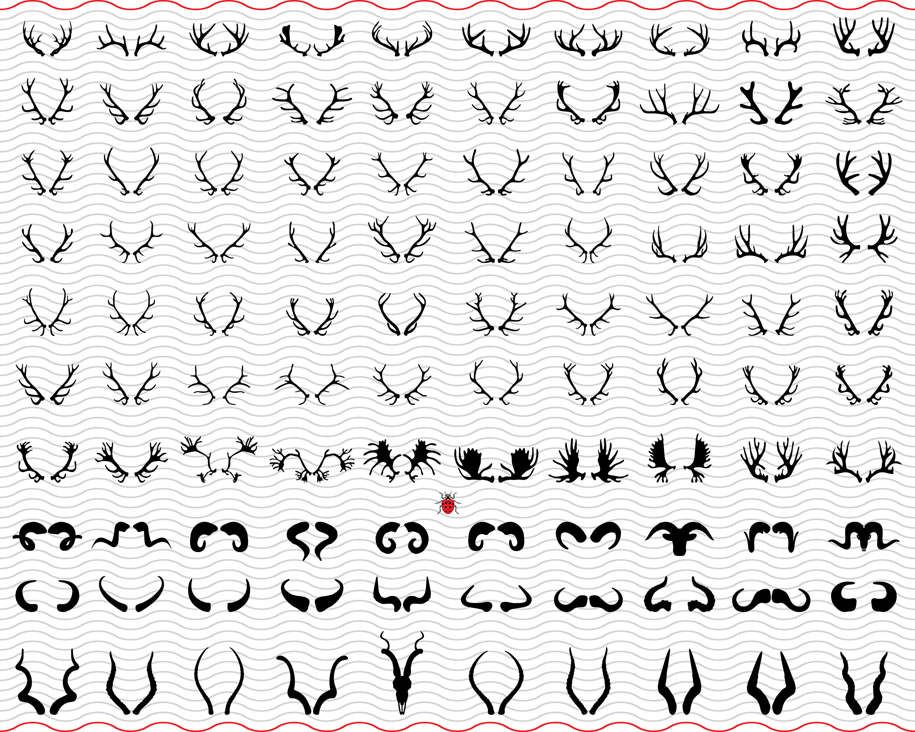 Horns SVG, Black Silhouette Digital Clipart, Files Eps Jpg, Horns ...