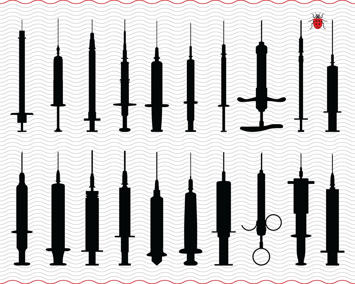 SVG Syringes, Injections, Black Silhouettes Digital Clipart, Files Eps ...