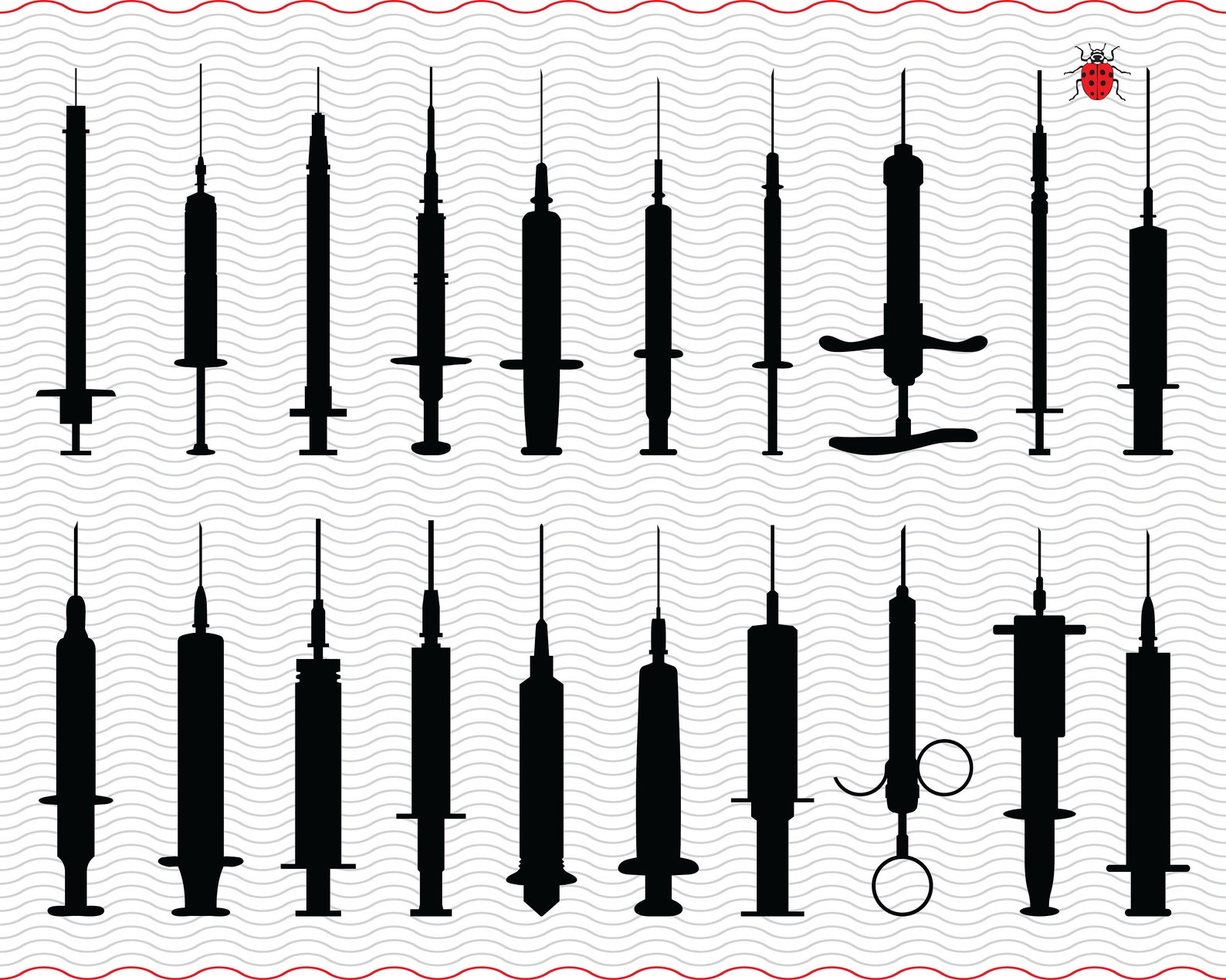 SVG Syringes, Injections, Black Silhouettes Digital Clipart, Files Eps ...