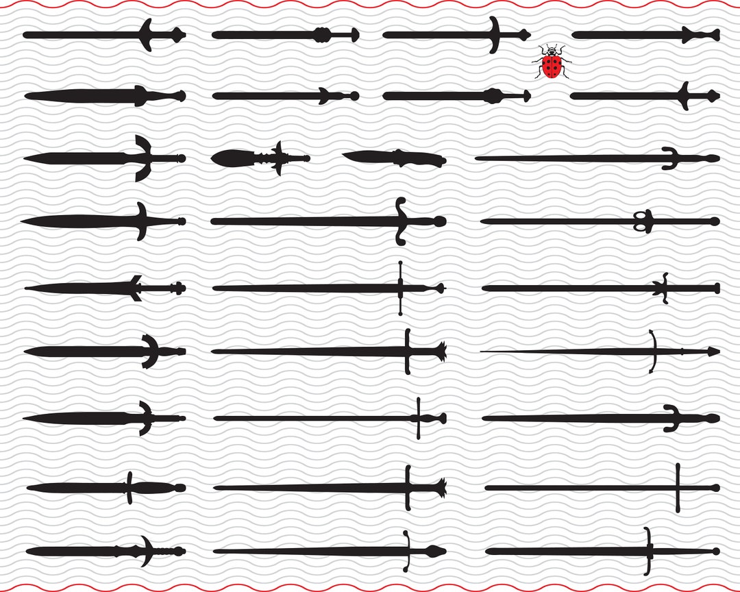 Swords SVG, Black Isolated Silhouettes Digital Clipart, Files Eps Jpg ...