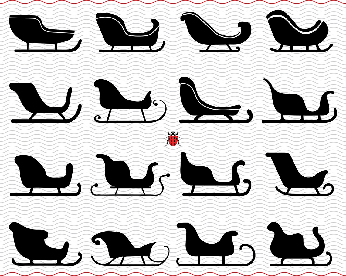 SVG Sleigh, Sled, Black Silhouettes Digital Clipart, Sleigh, Sled Files ...
