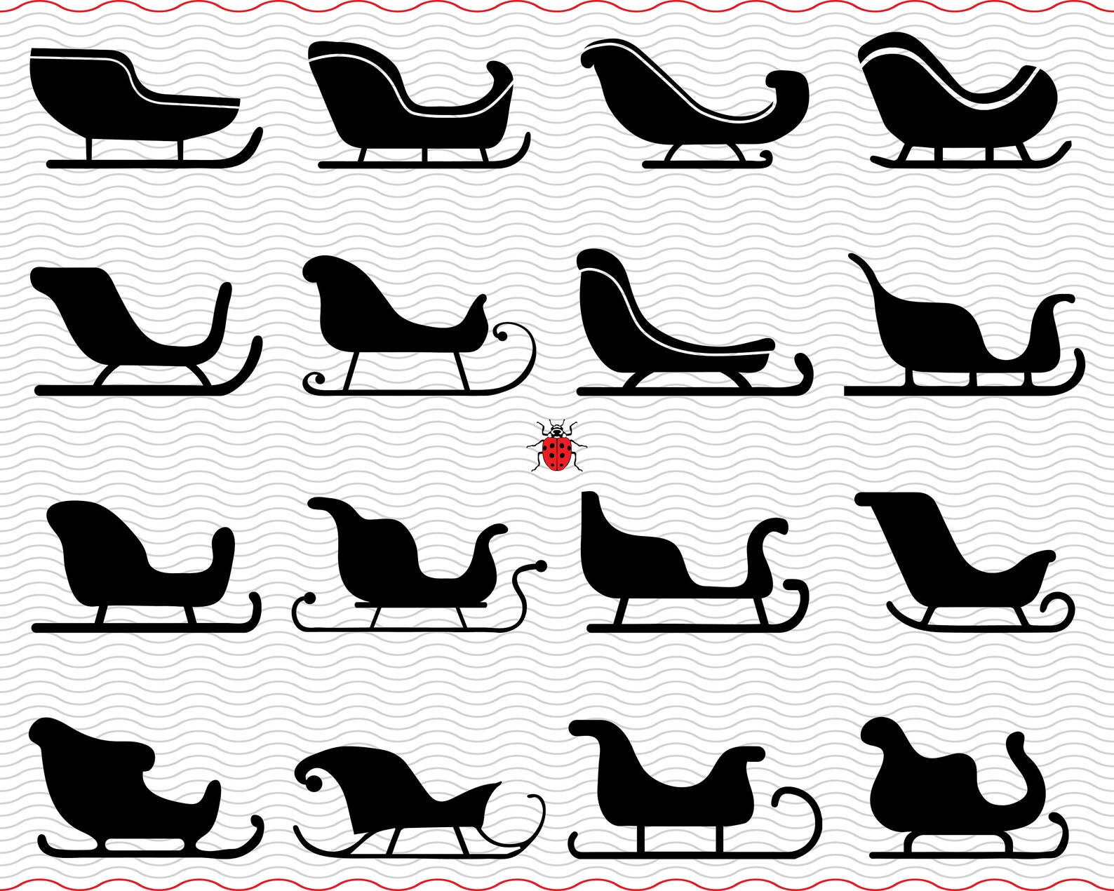 SVG Sleigh, Sled, Black Silhouettes Digital Clipart, Sleigh, Sled Files ...