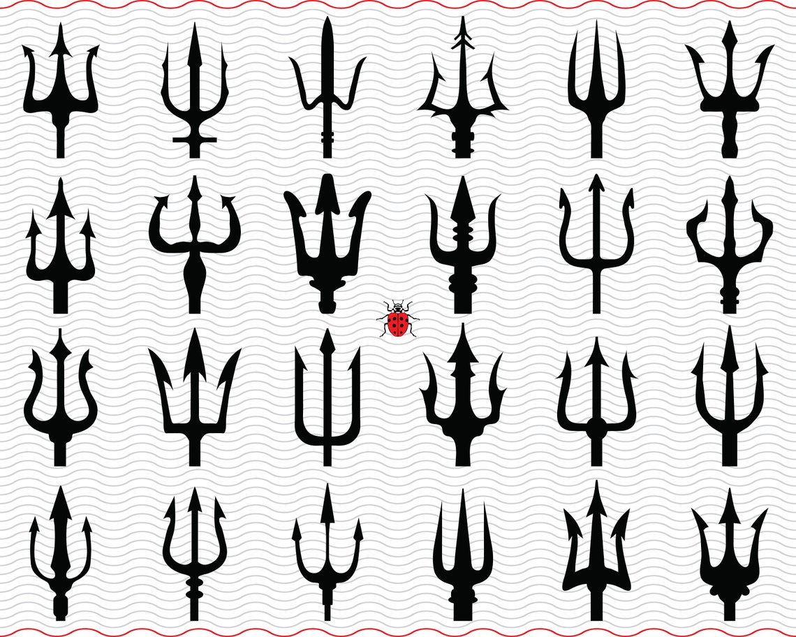 Trident SVG, Black Silhouette Digital Clipart, Files Eps Jpg, Trident ...