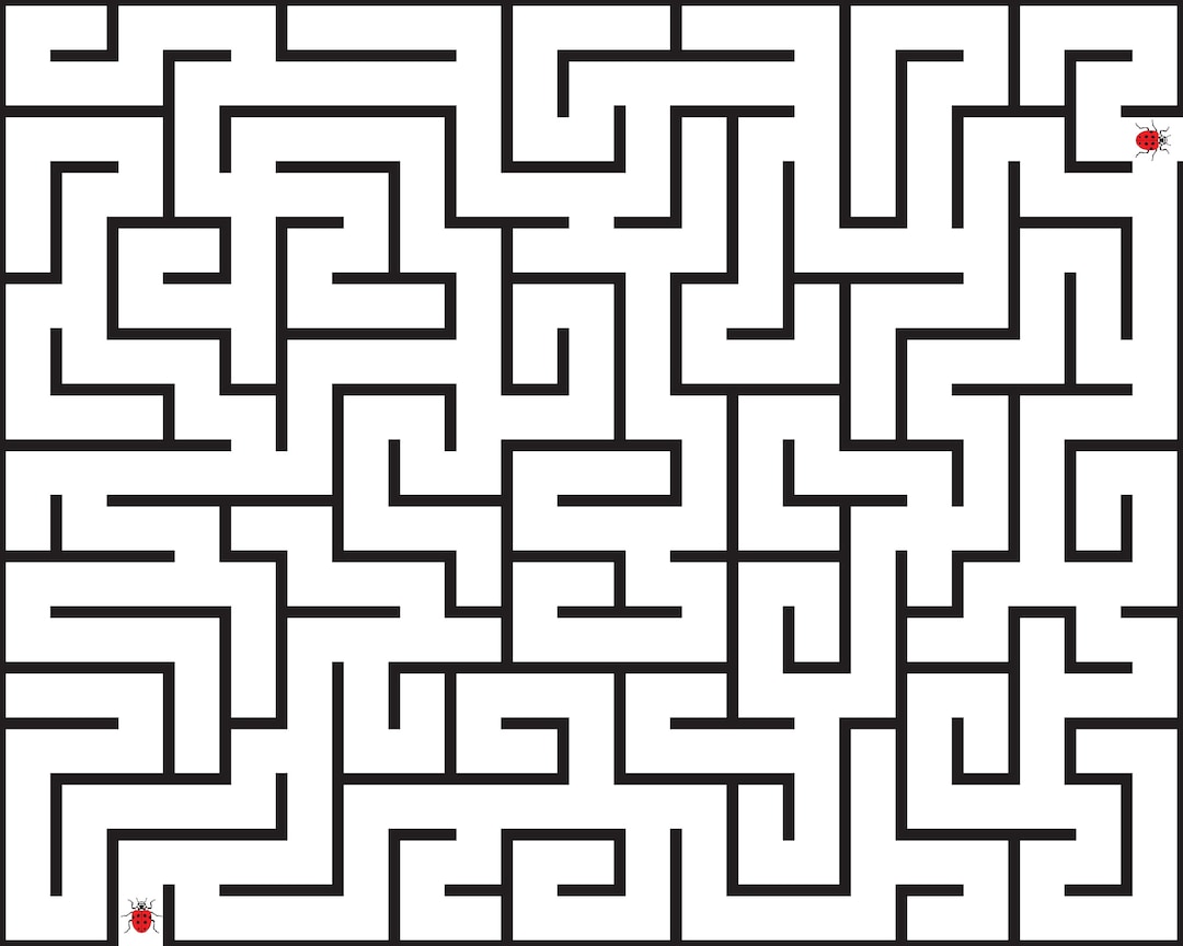 SVG Rectangular Maze, Black Silhouette Digital Clipart, Files Eps Jpg ...
