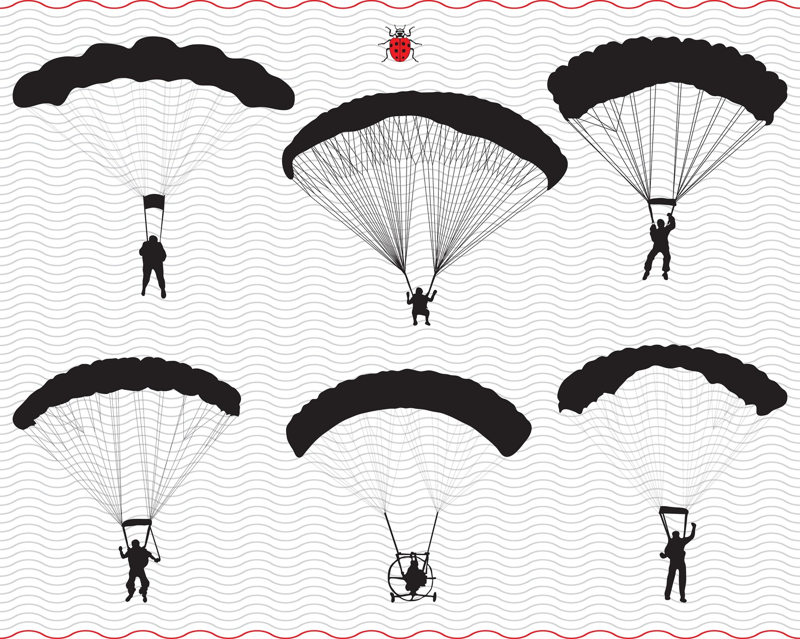 SVG Paratroopers, Black Silhouette Digital Clipart, Files Eps Jpg ...