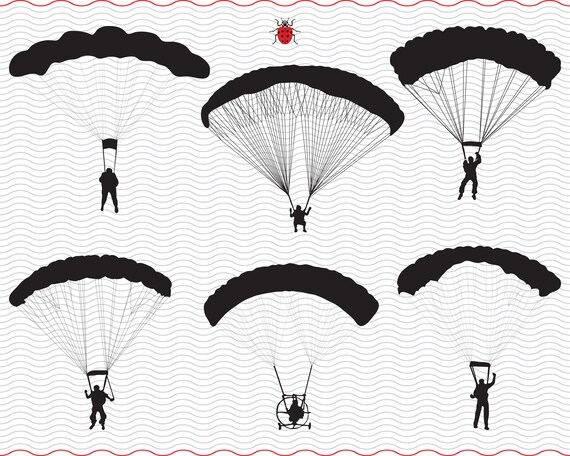 SVG Paratroopers Black Silhouette Digital Clipart Files Eps | Etsy