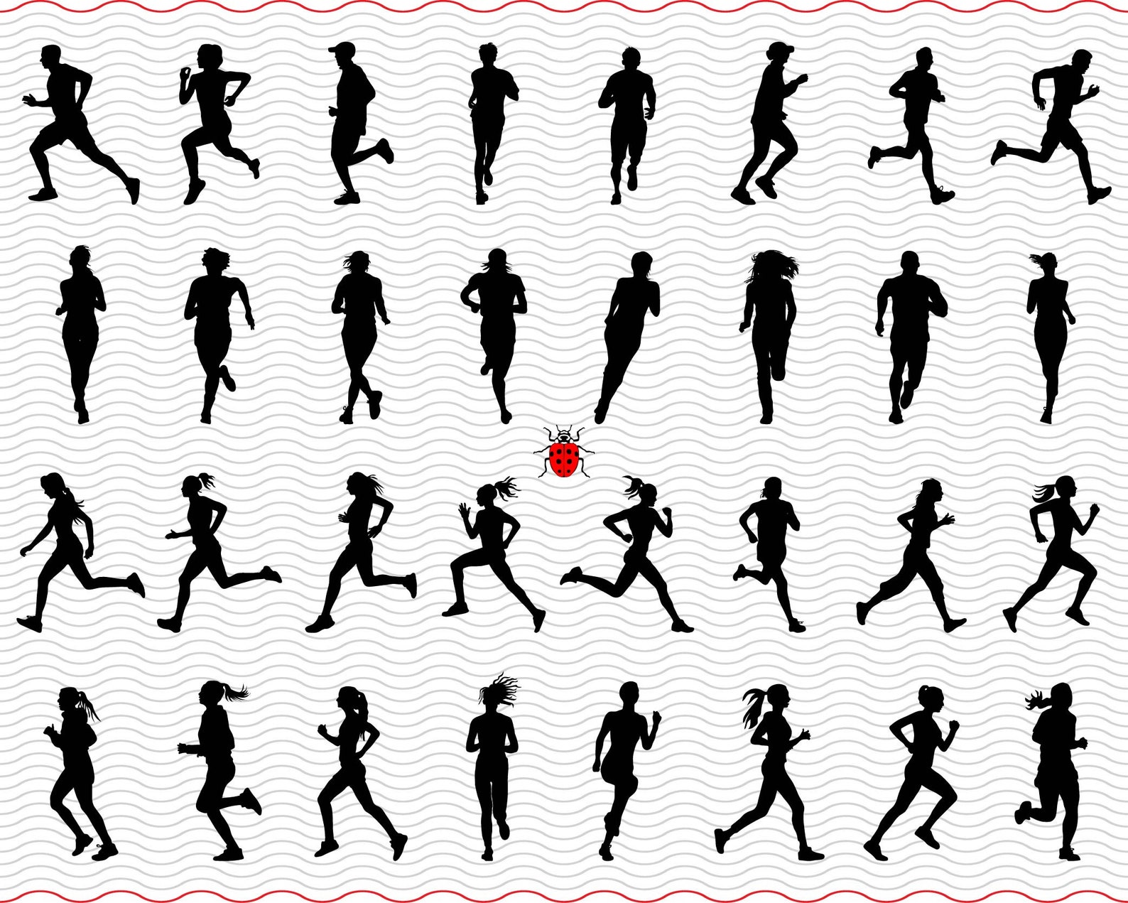 SVG Runners, Black Isolated Silhouettes Digital Clipart, Runners Files ...