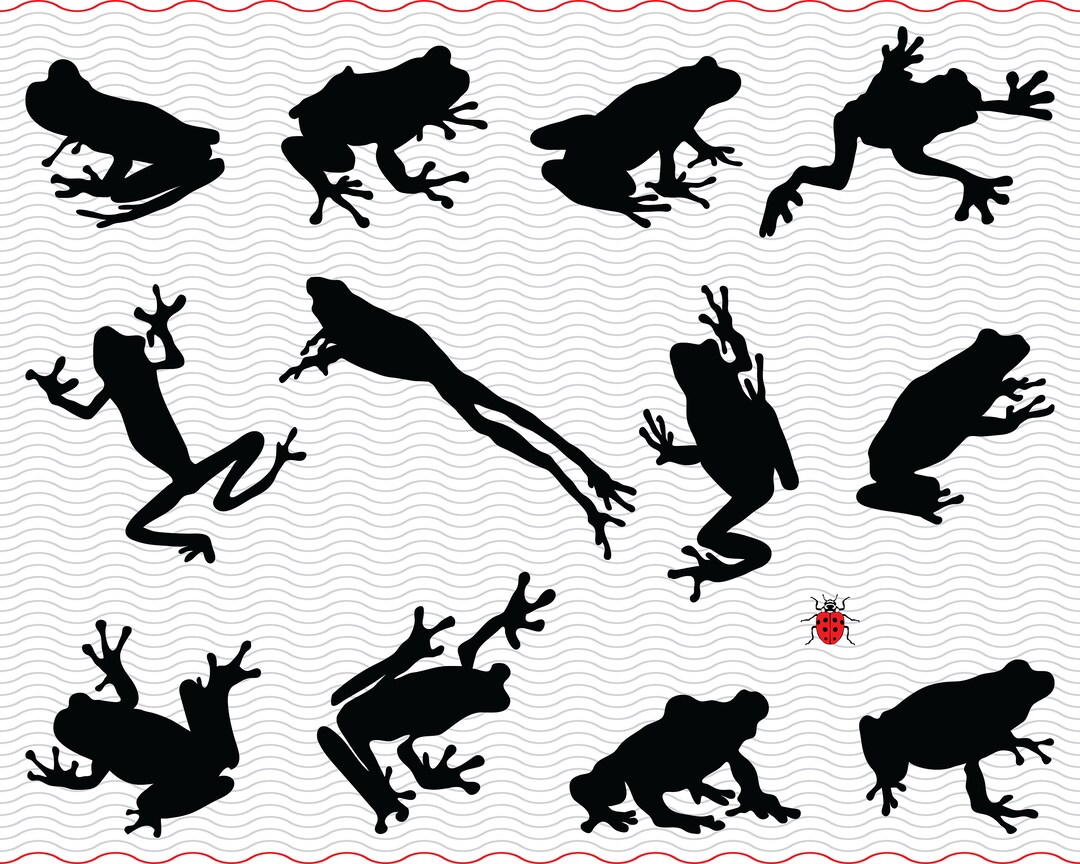 Frogs SVG, Black Silhouette Digital Clipart, Files Eps Jpg, Frogs ...