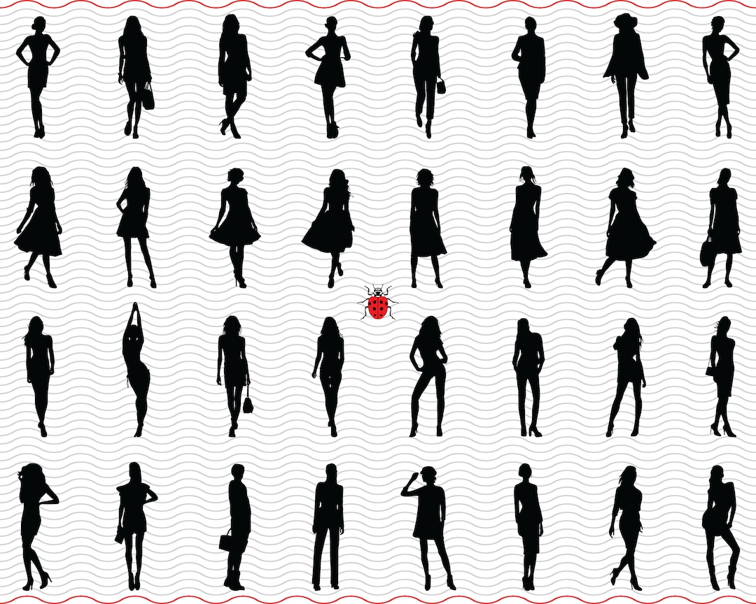 SVG Model Girls, Black Silhouette Digital Clipart, Files Eps Jpg ...