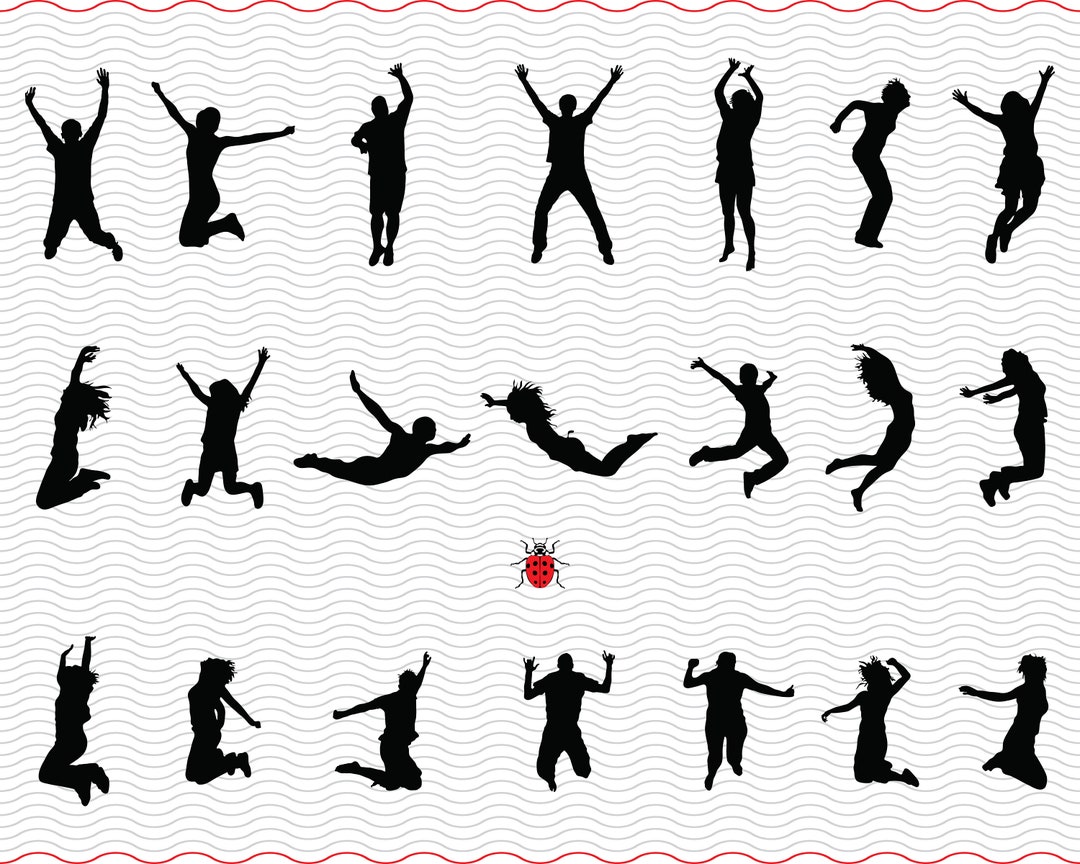 Jump SVG, Black Silhouette Digital Clipart, Files Eps Jpg, Jump ...