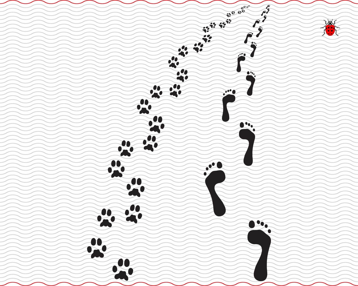 SVG Feet and Dog Paws, Black Prints Silhouettes Digital Clipart, Files ...