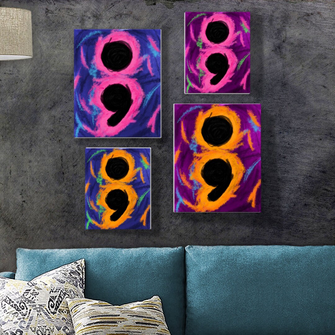 Semicolon - Hand Painted Canvas - Etsy