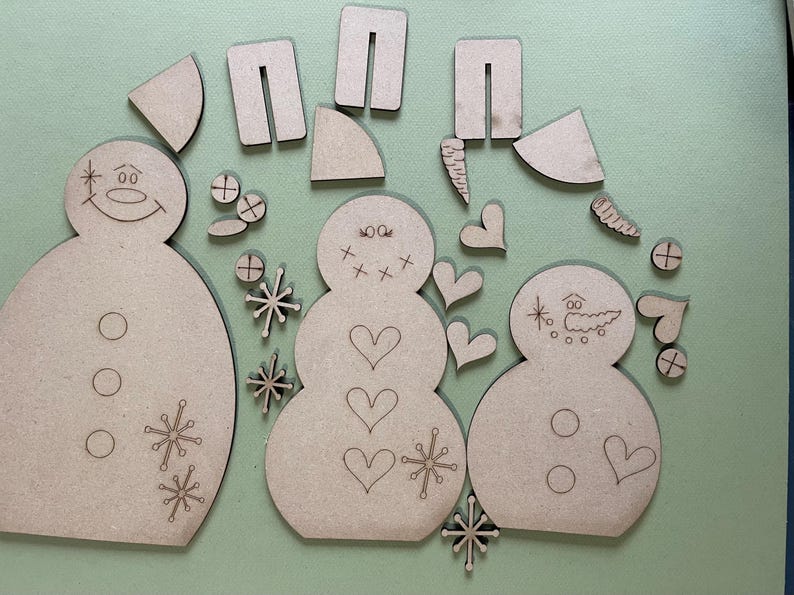 3D Snowman Trio Shelf Sitter Kit: Unfinished MDF Winter Decor - Etsy