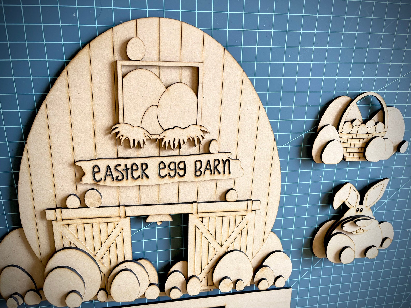 Easter Egg Barn MDF Wood Unfinished Kit - Etsy