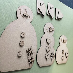 Snowman Trio MDF Wood Shelf Sitter Unfinished Kit With 3D Layers for ...
