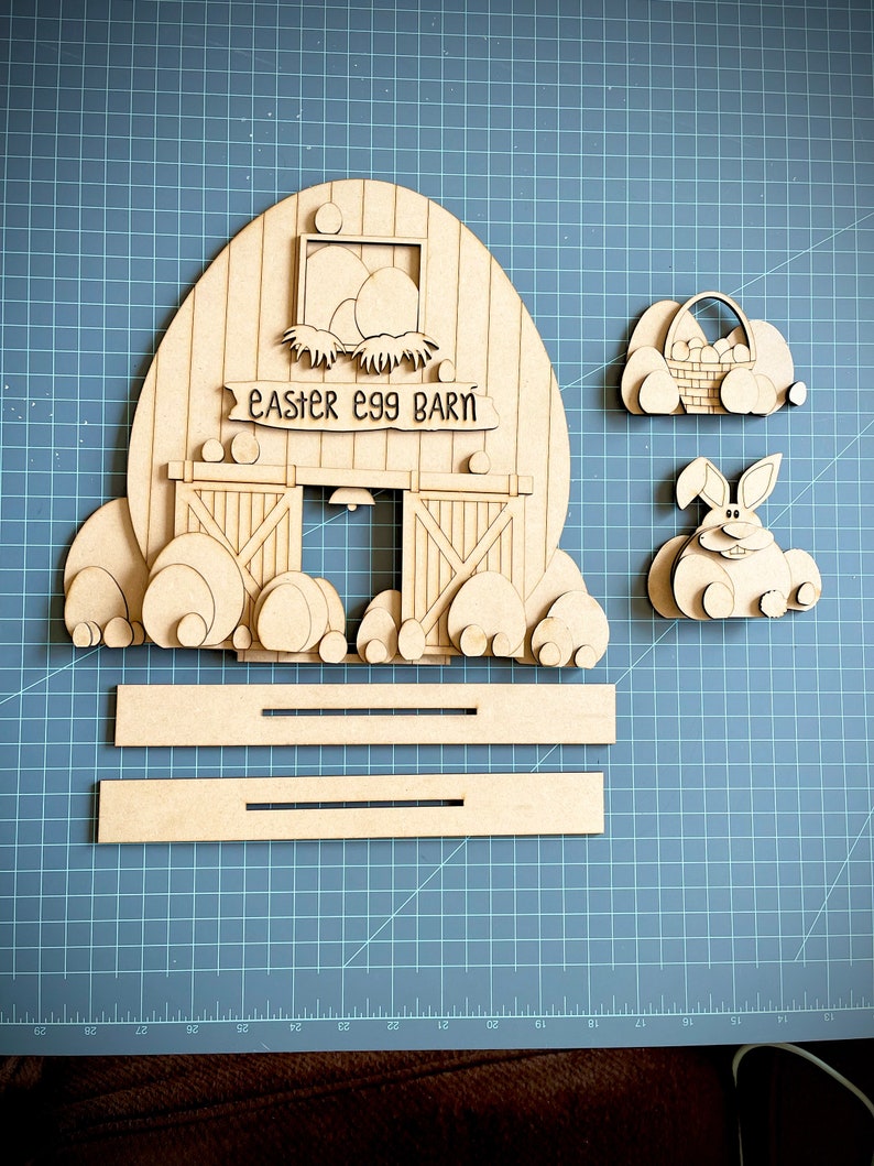 Easter Egg Barn MDF Wood Unfinished Kit - Etsy