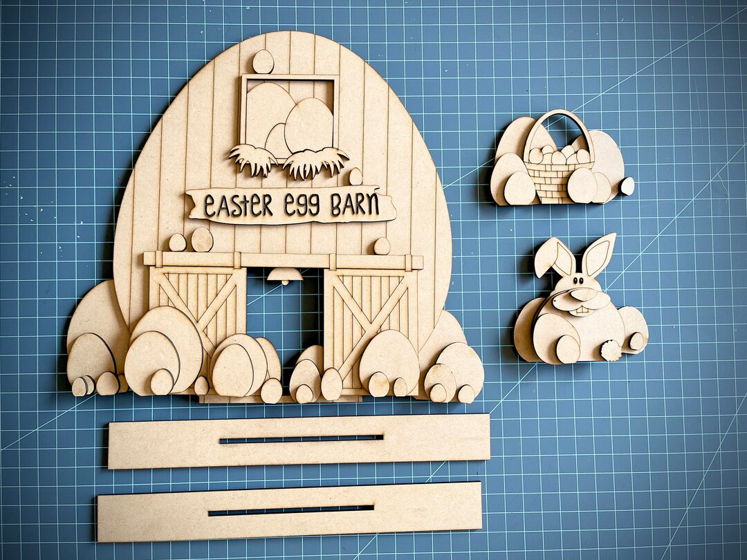 Easter Egg Barn MDF Wood Unfinished Kit - Etsy