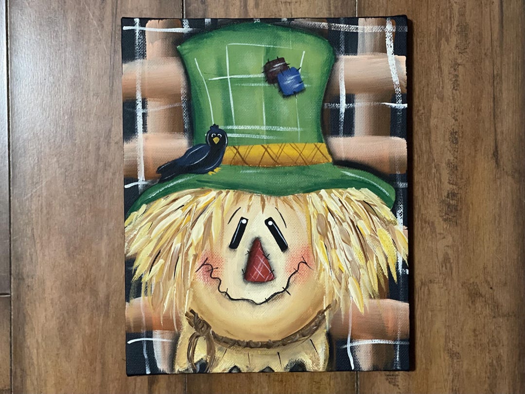 Hand Painted Scarecrow Canvas - Etsy