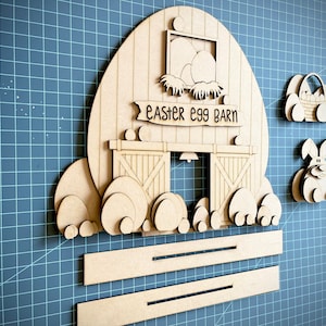 Easter Egg Barn MDF Wood Unfinished Kit - Etsy