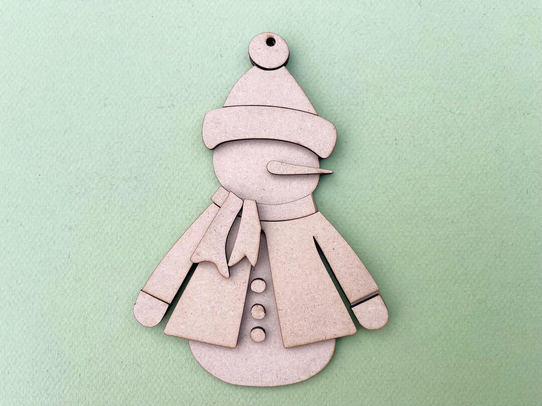 Snowman Ornament MDF Wood Cutout Kit - Etsy