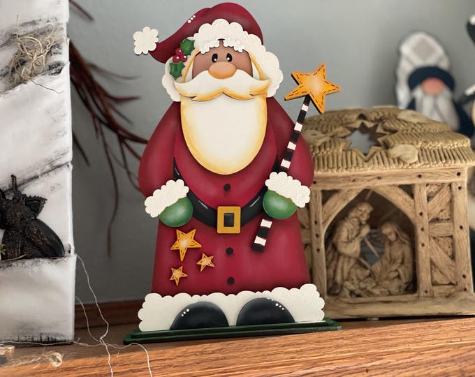 Hand Painted Santa MDF Wood Shelf Sitter - Etsy