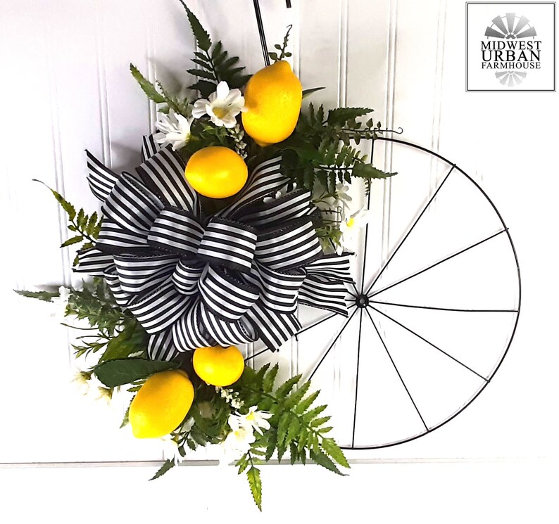 Farmhouse Lemon Bicycle Wheel Wreathsummer Wreathlemon - Etsy