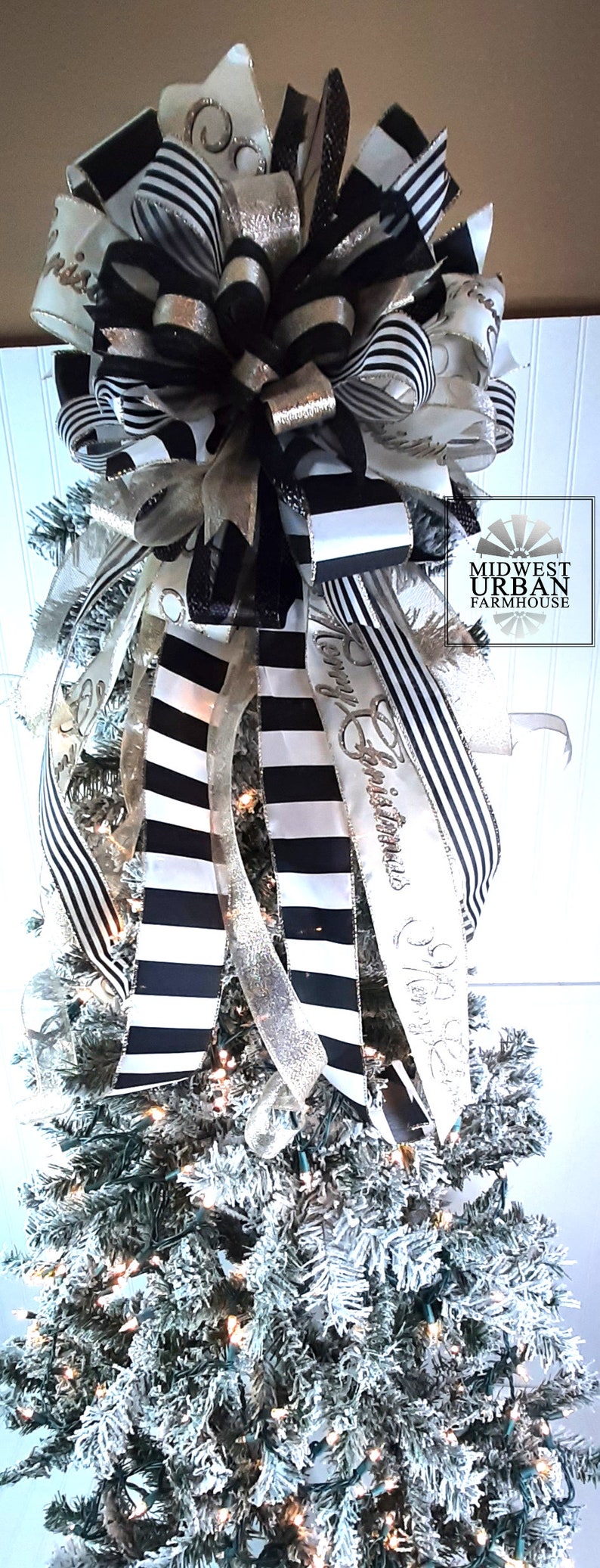 Black & Gold Tree Topper Bowelegant Tree Topper Bowclassy - Etsy