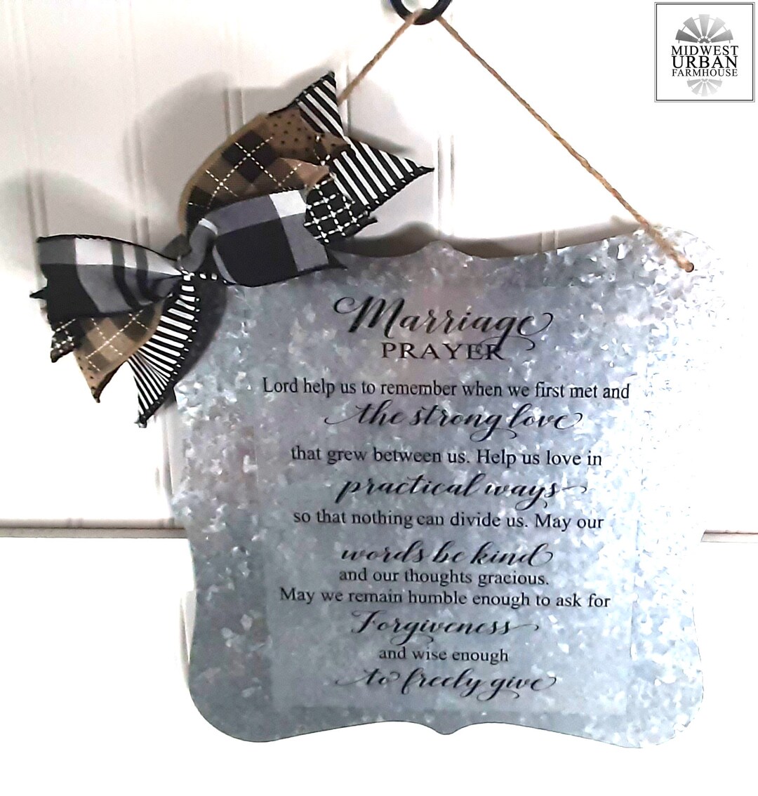 Marriage Prayer|galvanized Metal Sign|metal Wall Sign With Bow|tin Door ...