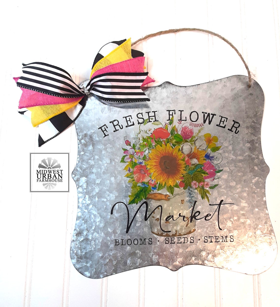 Fresh Flower Market Galvanized Metal Signsunflower Floral | Etsy