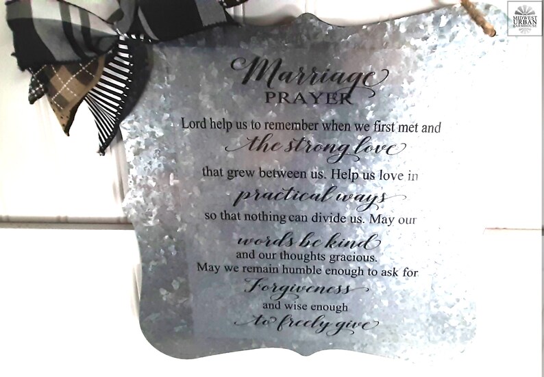Marriage Prayer|galvanized Metal Sign|metal Wall Sign With Bow|tin Door ...