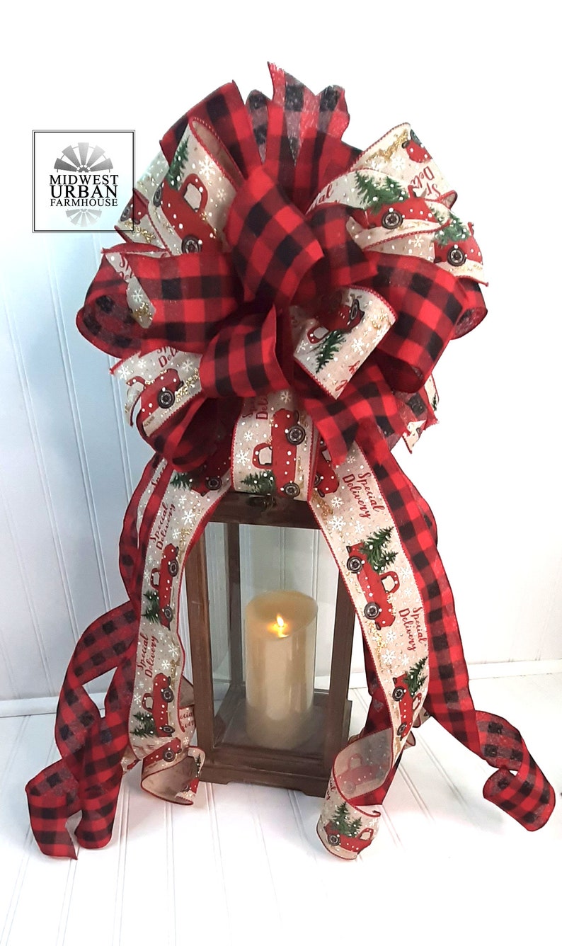 Red Truck Christmas Tree Topper|buffalo Check Christmas Tree Topper ...