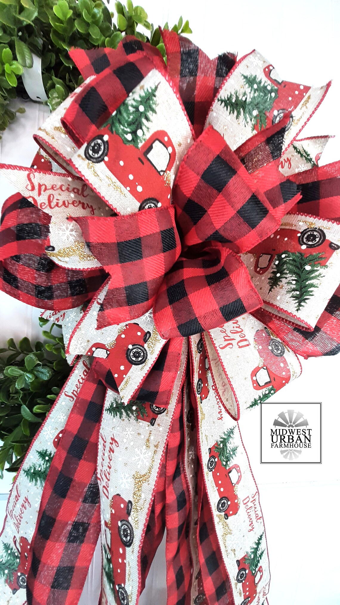 Red Truck Christmas Tree Topper|buffalo Check Christmas Tree Topper ...