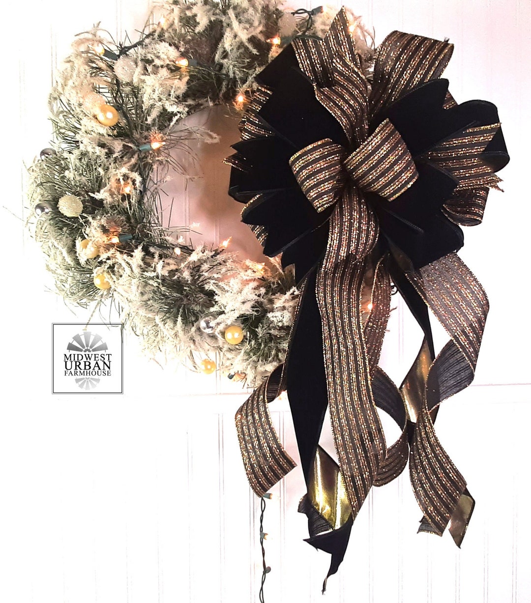 Black Velvet Tree Topper|black & Gold Tree Topper|gold and Black ...